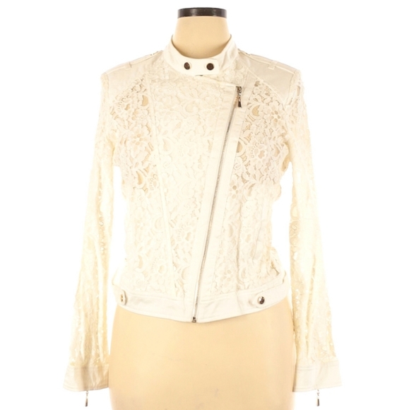 Adore | Jackets & Coats | Adore Ivory Lace Motorcycle Jacket | Poshmark